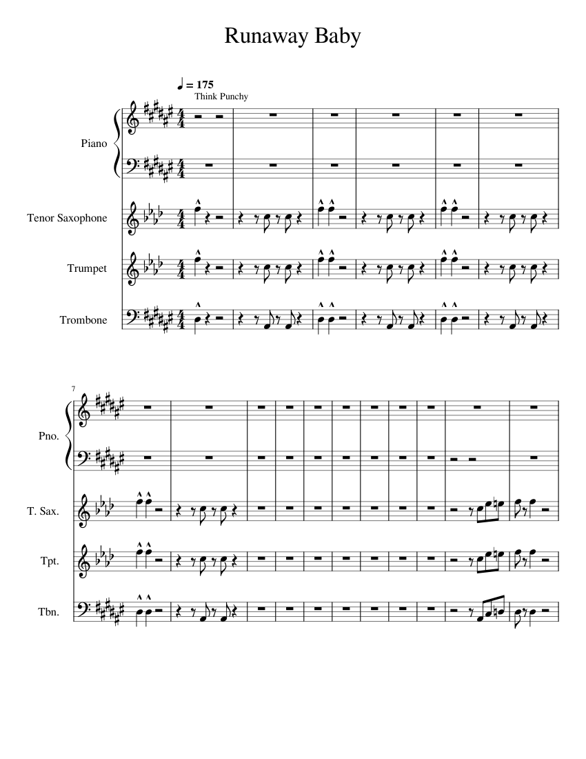 Runaway Baby - X Factor Performance - Horns Arrangement Sheet music for ...