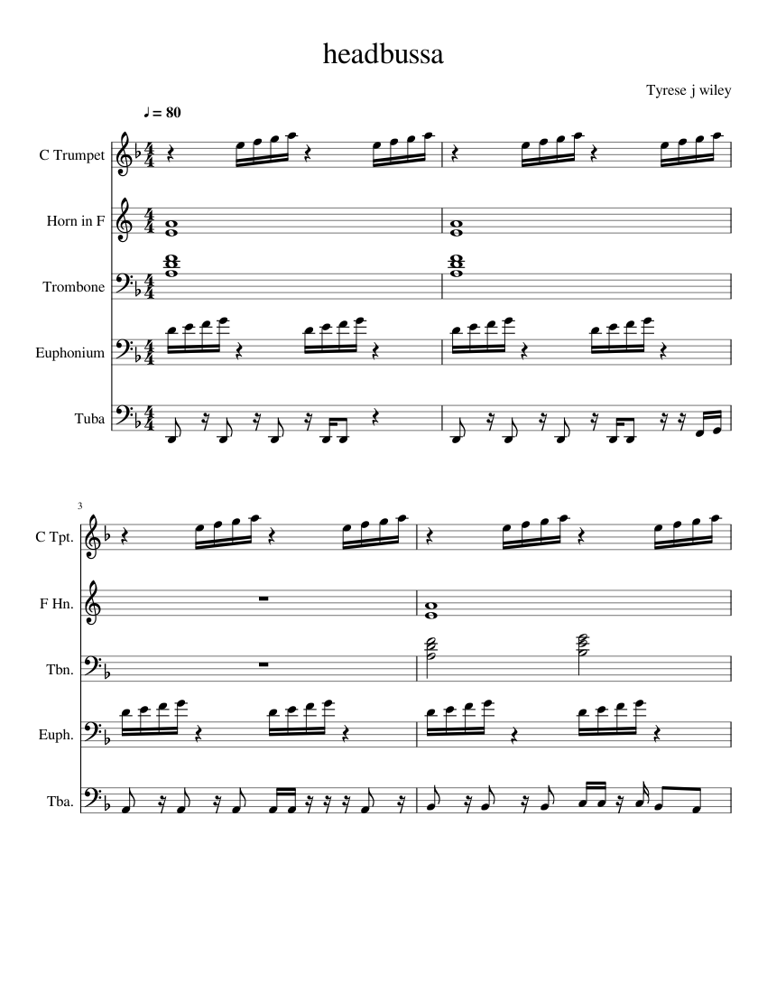 headbussa Sheet music for Trombone, Euphonium, Tuba, French horn & more ...