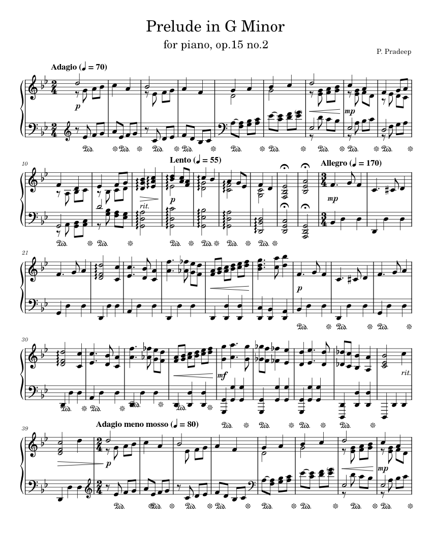 Prelude in G Minor - op.15 no.2 Sheet music for Piano (Solo ...