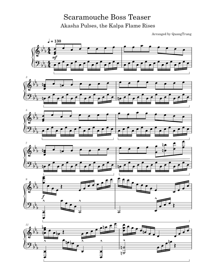 Scaramouche Boss Teaser – Yu-Peng Chen (Sumeru Trailer 3.2) Sheet music ...