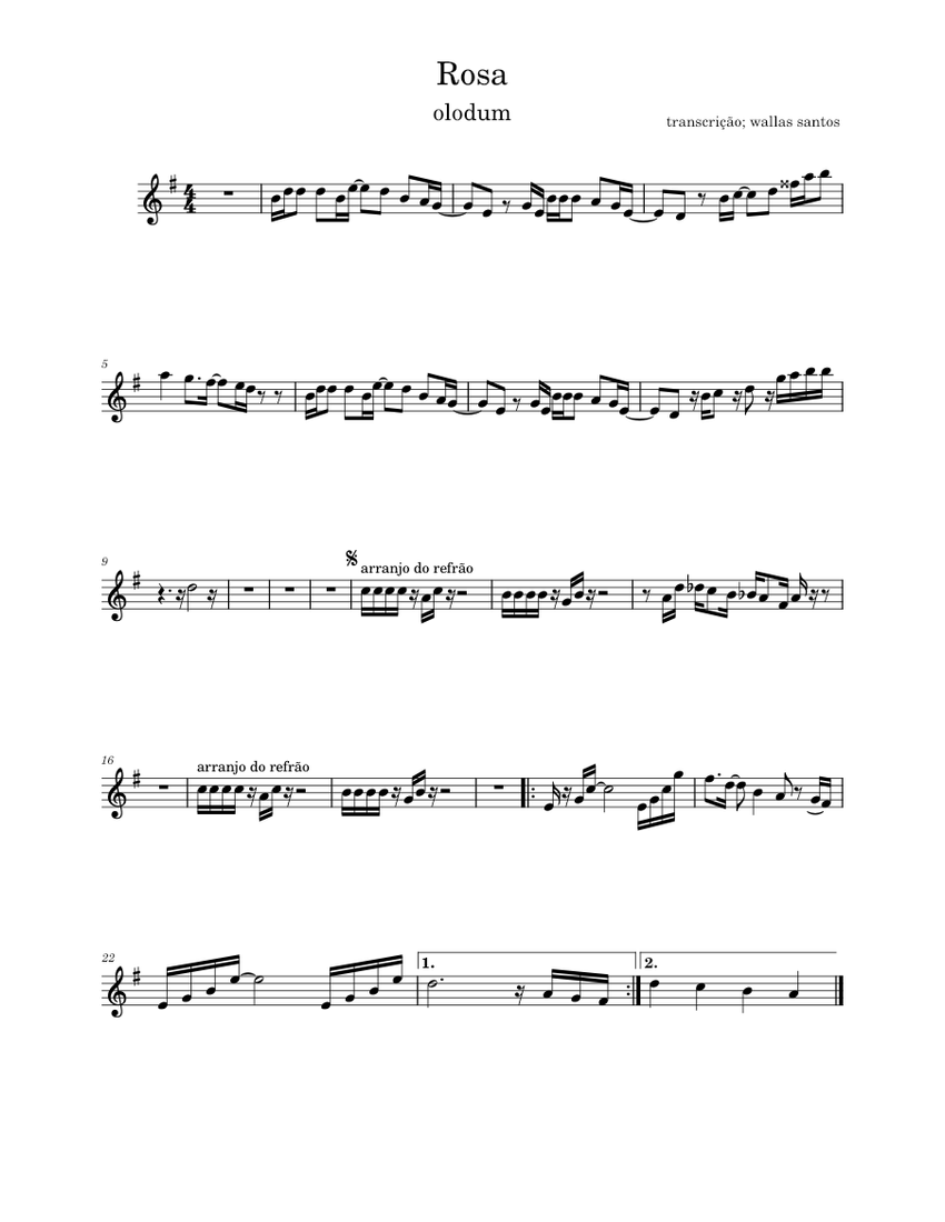 Rosa - Olodum Sheet music for Saxophone tenor (Solo) | Musescore.com
