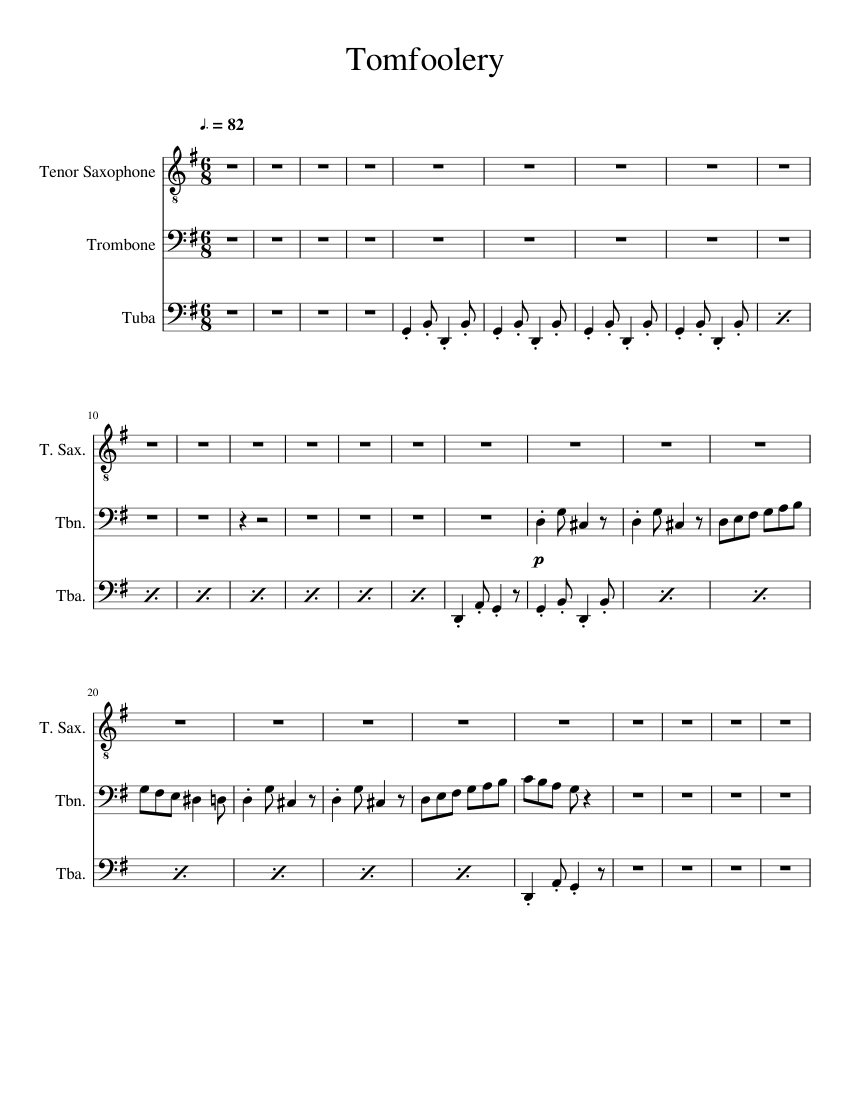 Tomfoolery Sheet music for Trombone, Tuba, Saxophone tenor (Mixed Trio ...