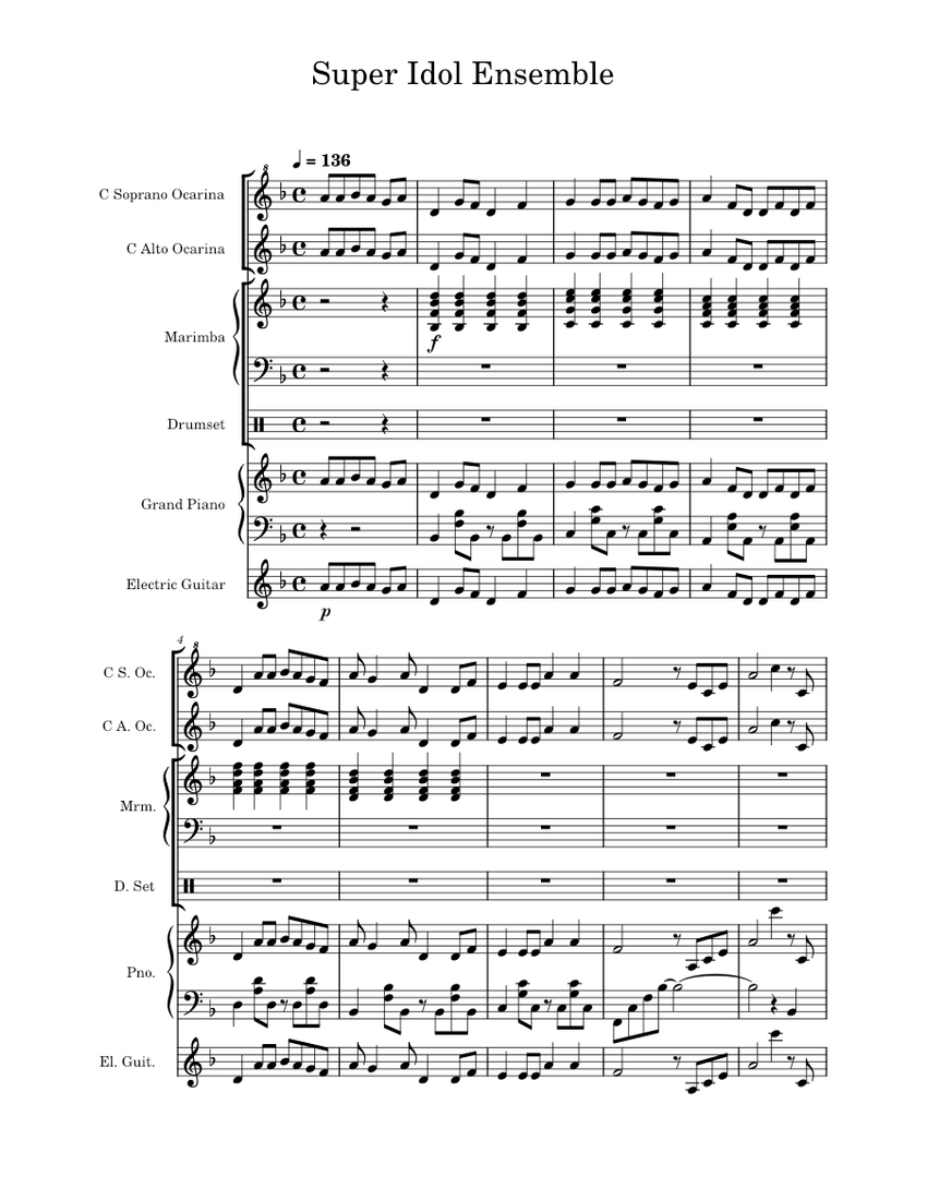 Super Idol – 的笑容 Super_Idol_Ensemble Sheet music for Piano, Guitar ...