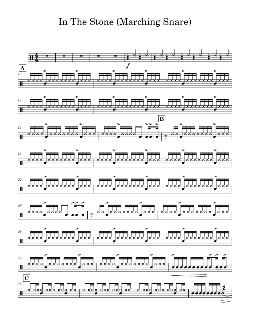 In The Stone – Earth, Wind & Fire In The Stone Marching Snare Sheet ...