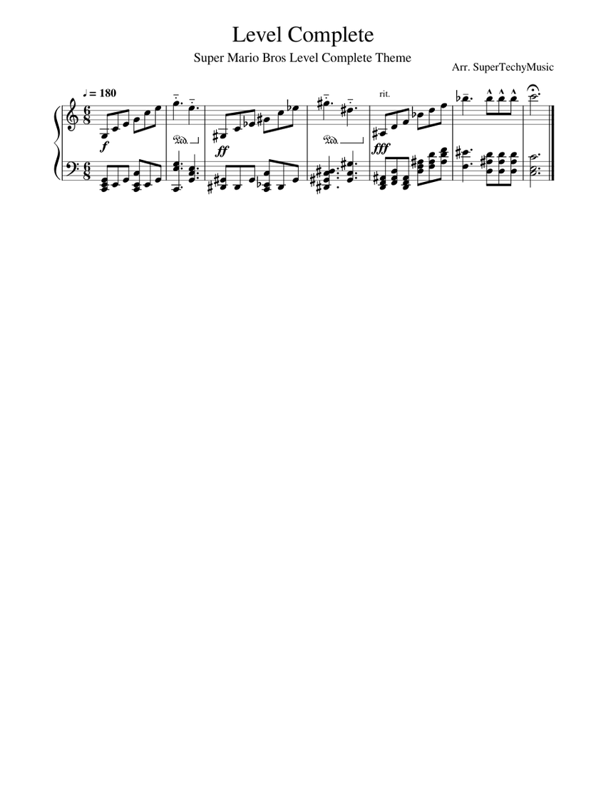 Level Complete Sheet Music for Piano (Solo) easy | MuseScore.com