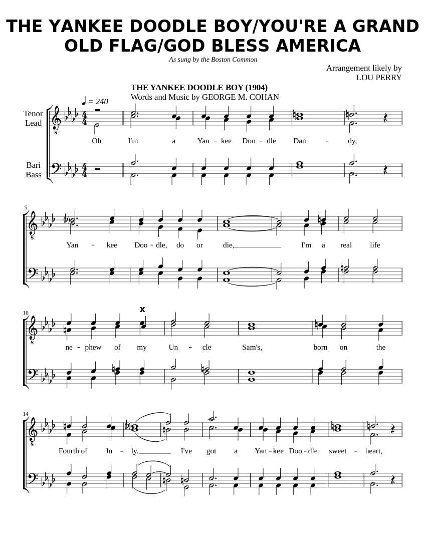 The Yankee Doodle Boy/You're a Grand Old Flag/God Bless America (Boston ...