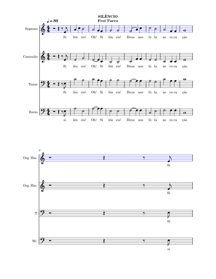 SILÊNCIO – FREI LUIZ TURRA Sheet Music for Alto, Organ, Woodwinds group ...