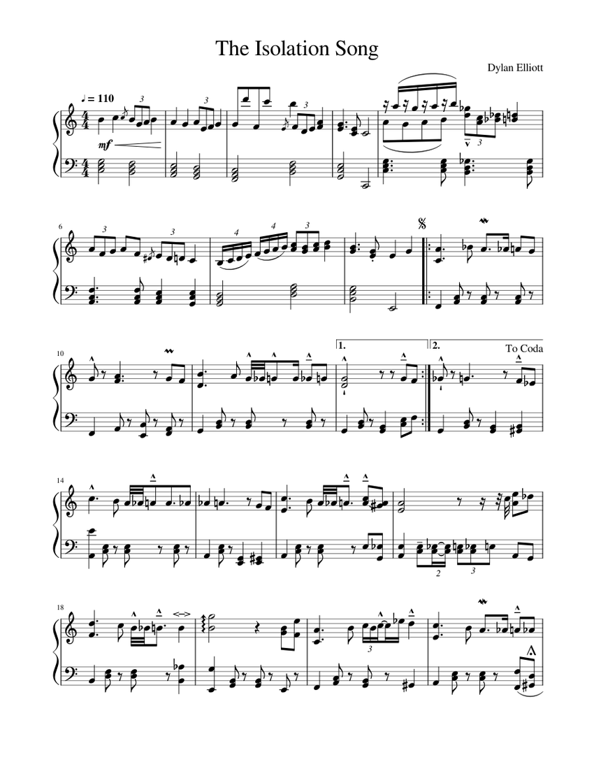 The Isolation song Sheet music for Piano (Solo) | Musescore.com