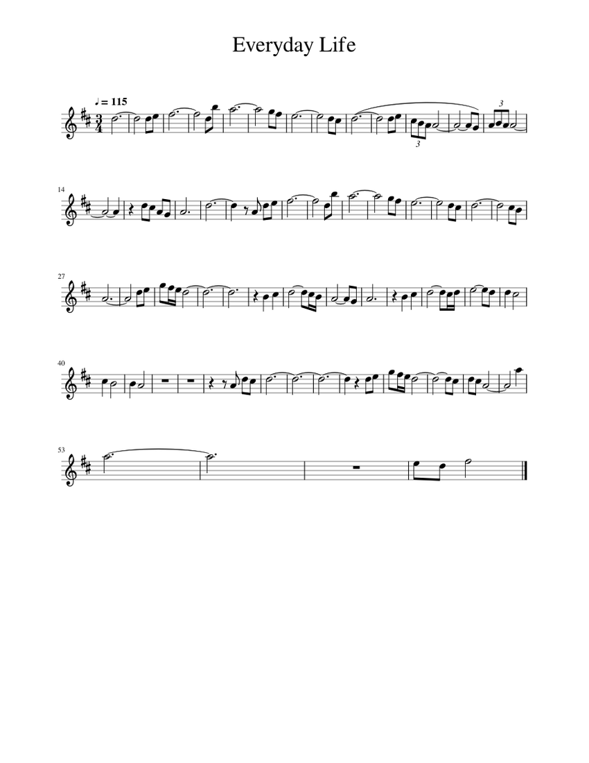 Everyday Life Sheet music for Flute (Solo) | Musescore.com