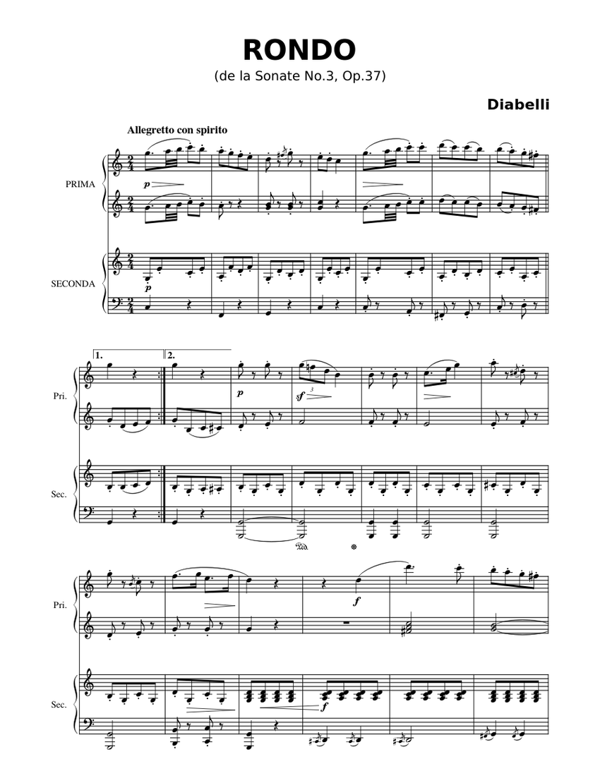 RONDO (de la Sonate No.3, Op.37) – Anton Diabelli Sheet music for Piano ...