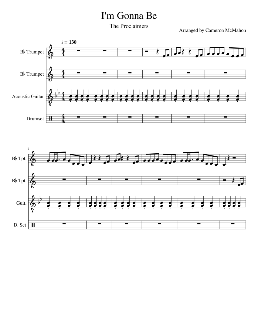 I'm Gonna Be (500 Miles) by The Proclaimers Sheet music for Trumpet in ...