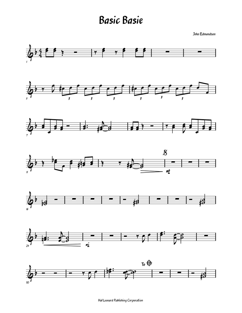 Basic Basie – John Edmonson Basic Basie Sheet Music for Vibraphone ...