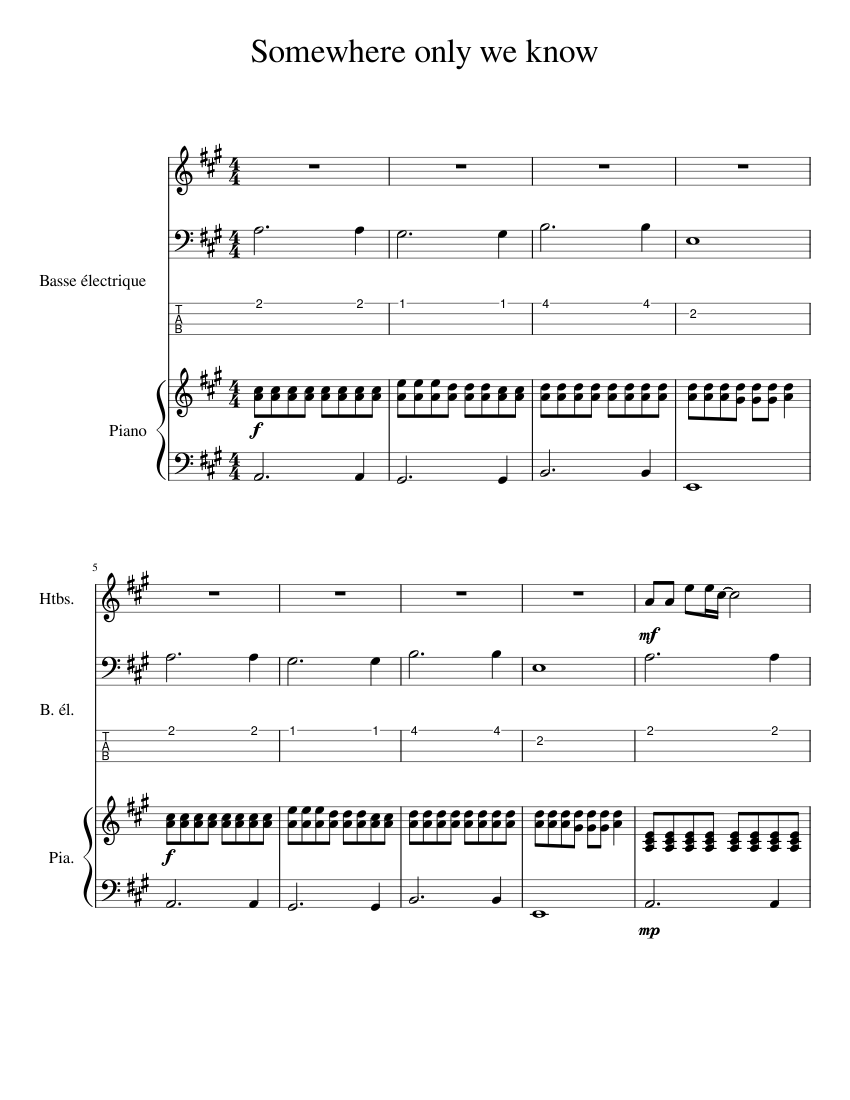 somewhere only we know tab