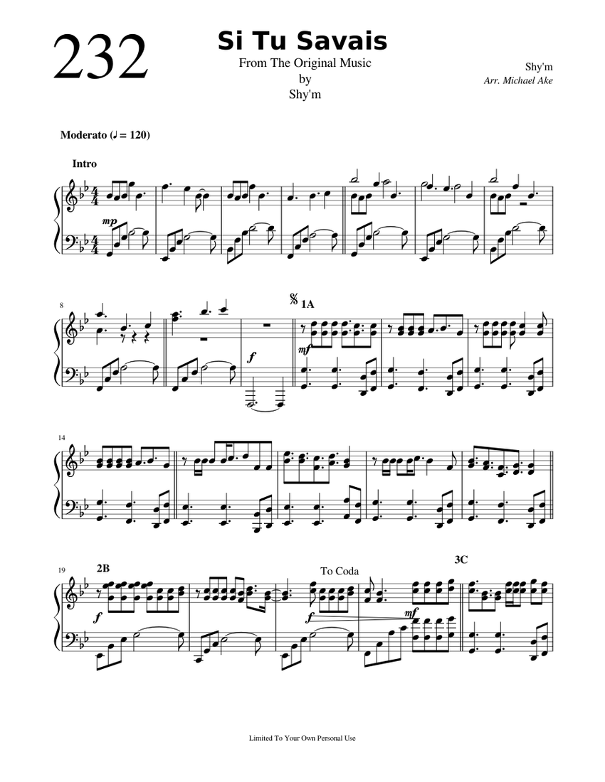 Si Tu Savais – Shy'm - piano tutorial