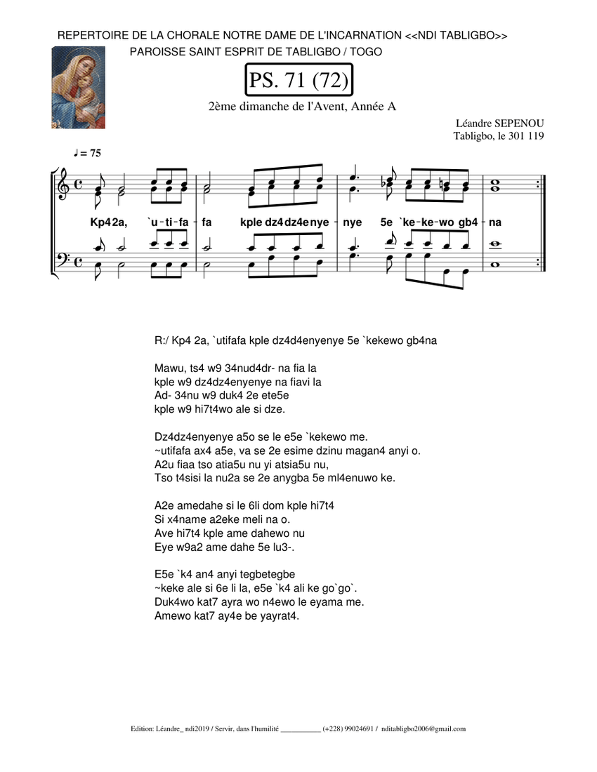 PSAUME 71 (72); 2èm dim.Advento Sheet music for Female, Male (Choral ...