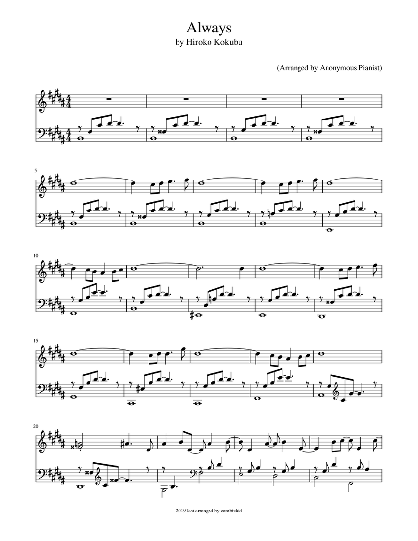 Always Sheet music for Piano, Strings group (Solo) | Musescore.com