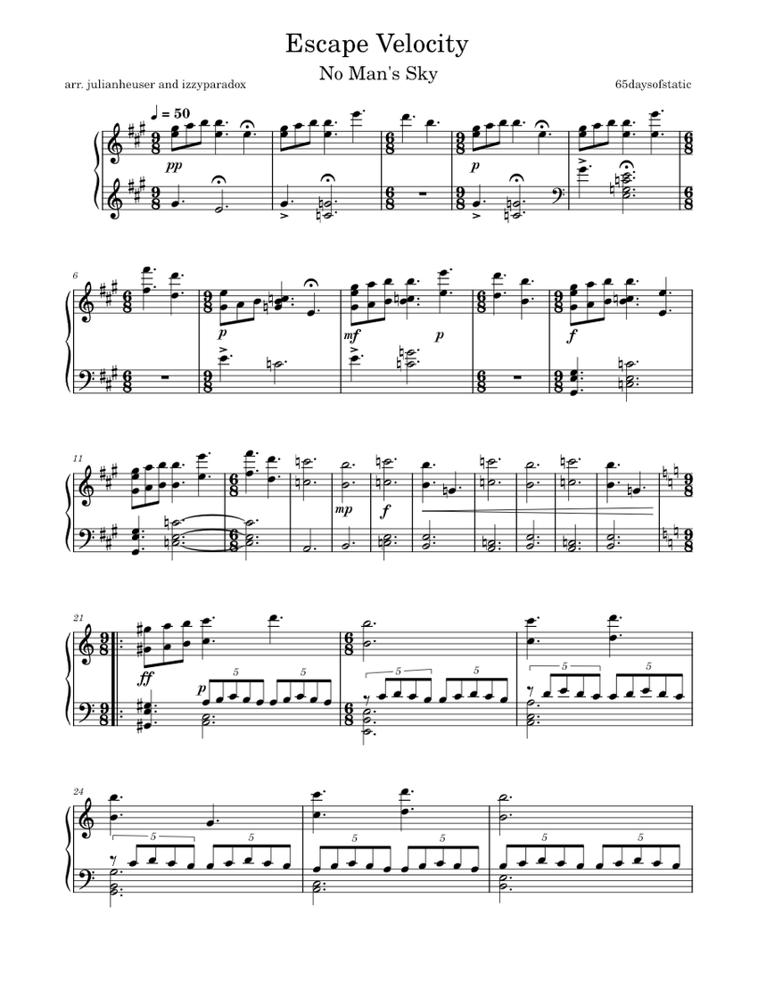No Man's Sky: Escape Velocity - 65daysofstatic Sheet Music for Piano (Solo) | MuseScore.com