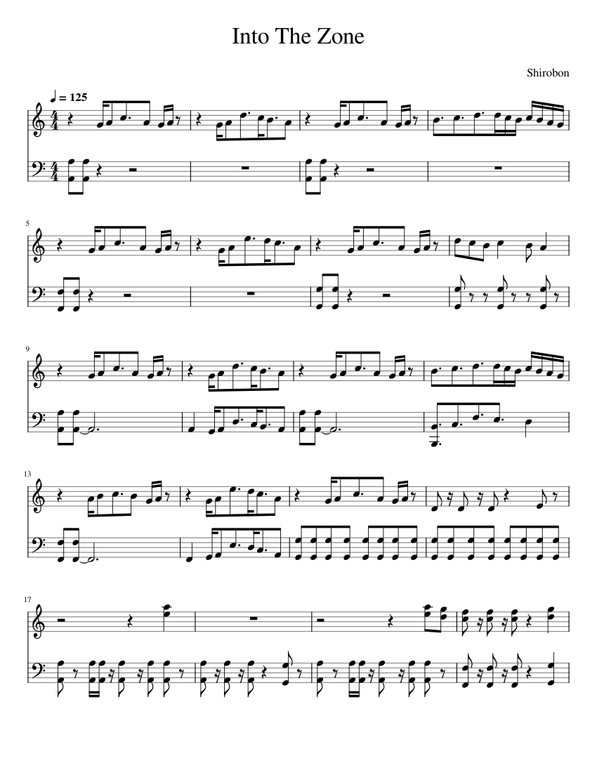 Into The Zone Sheet Music for Piano (Solo) | MuseScore.com
