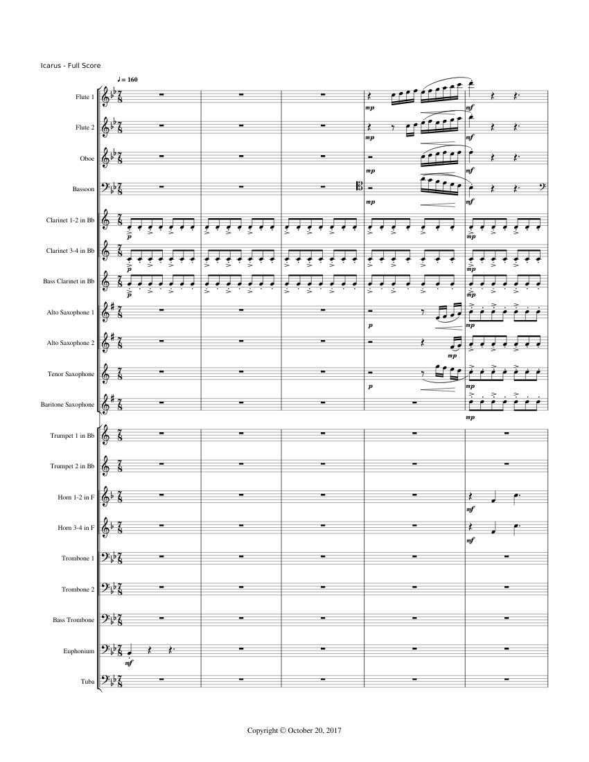 Icarus - for Concert Band Sheet Music for Trombone, Tuba, Flute, Oboe ...