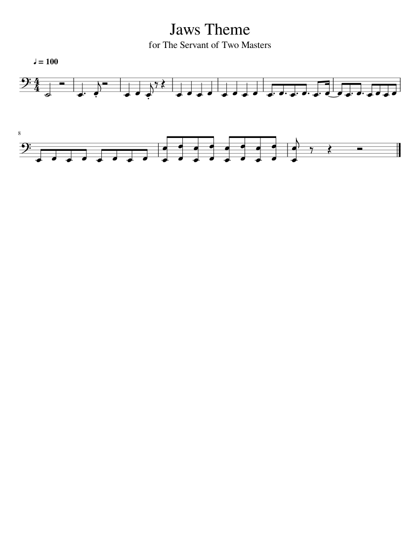 12 Jaws Theme 2A58a Sheet music for Piano (Solo) | Musescore.com