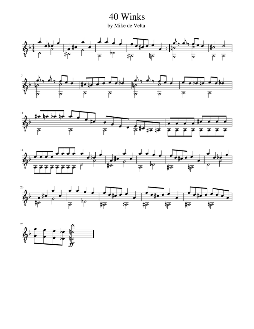 Forty winks Sheet music for Guitar (Solo) | Musescore.com