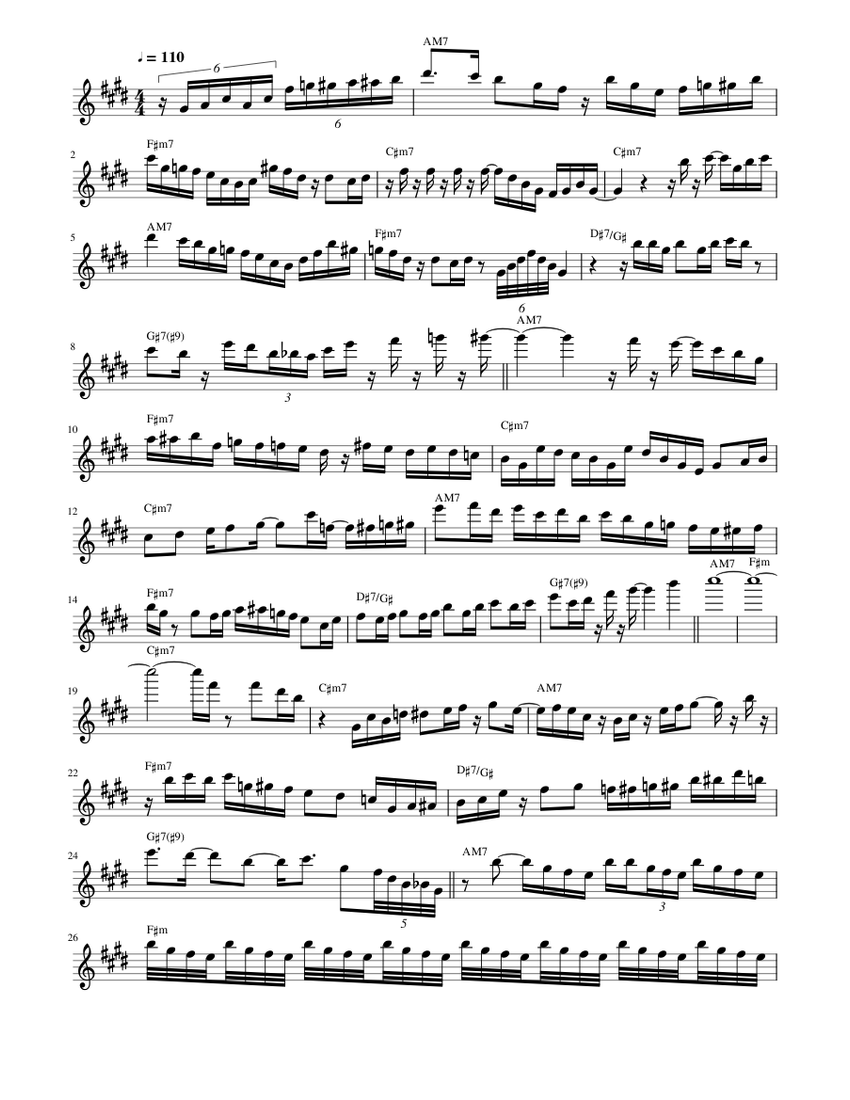 Run For Cover a example of solo part Sheet Music for Saxophone alto ...