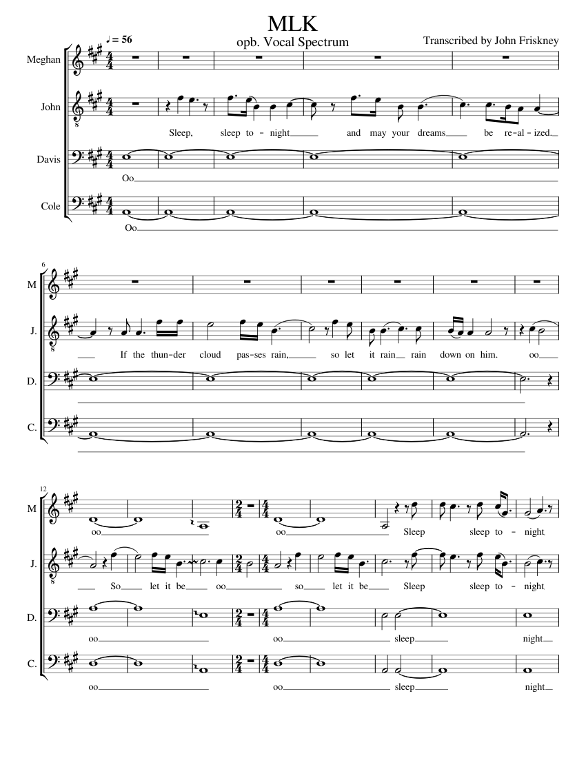 MLK Sheet Music for Alto, Tenor, Bass voice, Baritone (A Capella ...
