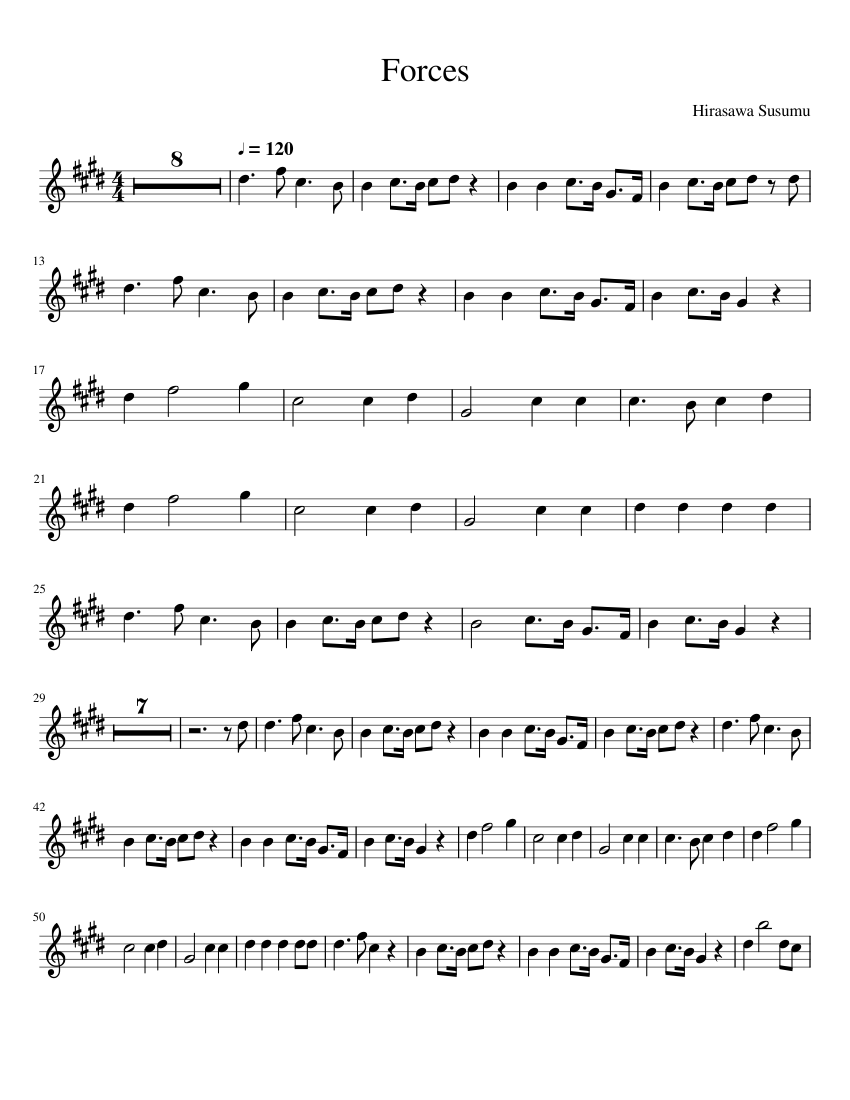Forces - Hirasawa Susumu (Berserk 1997) Sheet Music for Flute (Solo) | MuseScore.com