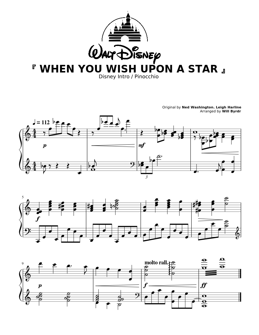 Disney Intro: When you wish upon a star - piano tutorial