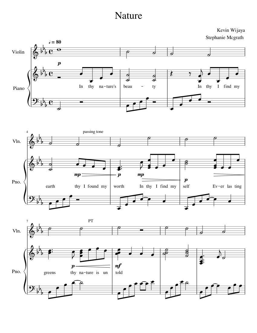 Poem Nature Sheet music for Piano, Violin (Solo) | Musescore.com