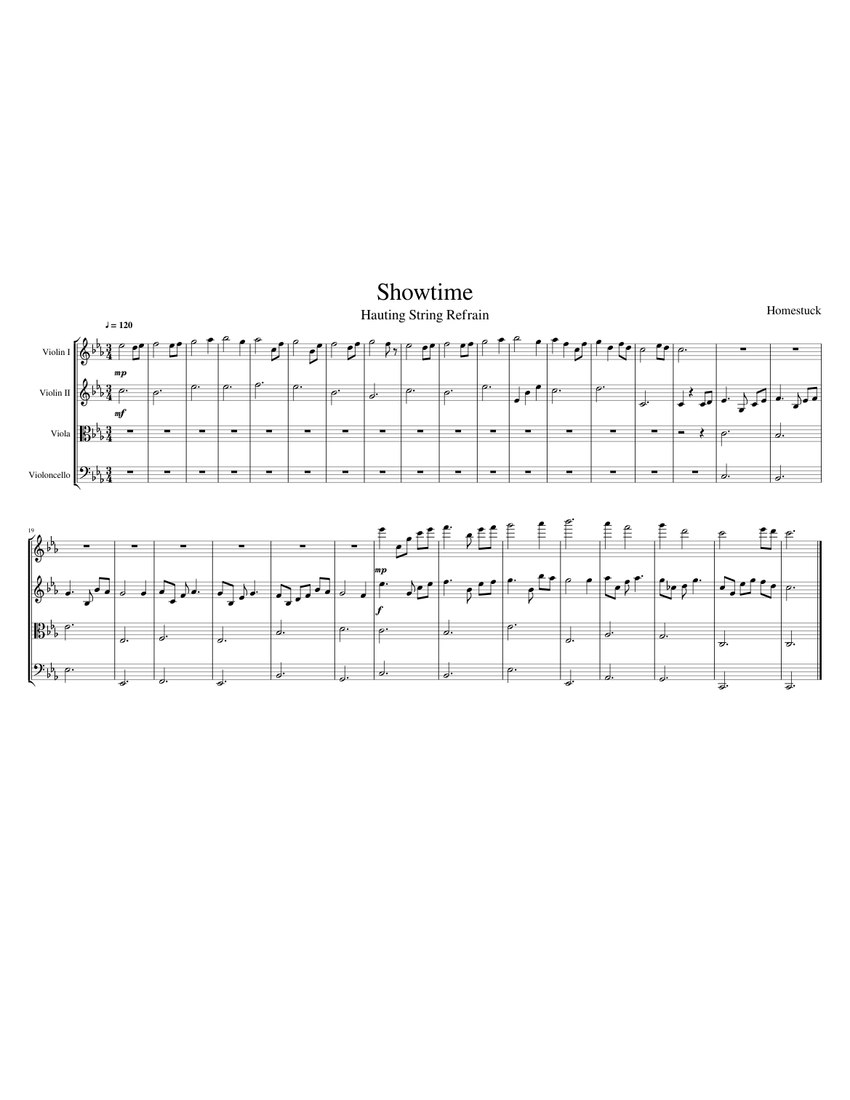 Showtime -Haunting String Refrain Sheet music for Violin, Viola, Cello ...