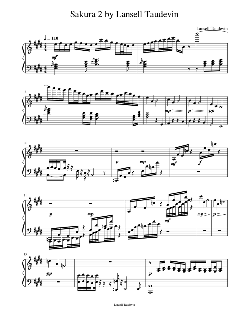 Sakura 2 by Lansell Taudevin Sheet music for Piano (Solo) | Musescore.com
