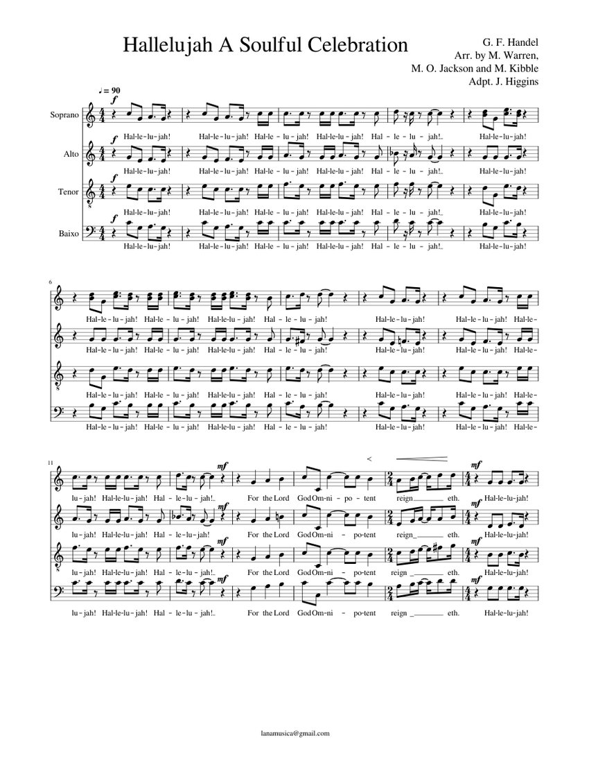 Hallelujah A Soulful Celebration Sheet Music for Soprano, Alto, Tenor ...