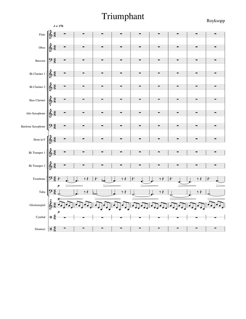 Triumphant - Röyksopp Sheet music for Trombone, Tuba, Flute, Oboe ...