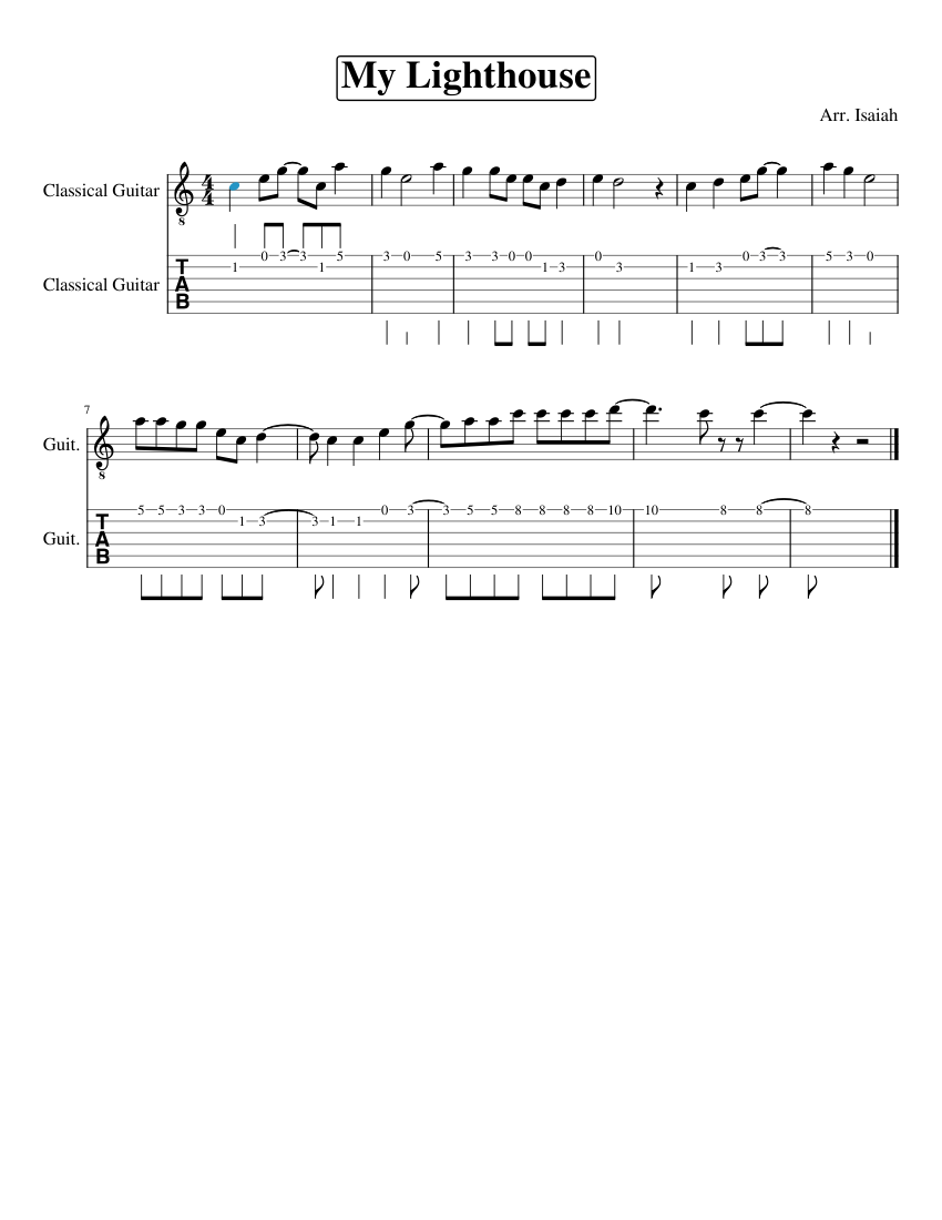 My Lighthouse Sheet Music and Tab for Guitar (Mixed Duet) | MuseScore.com
