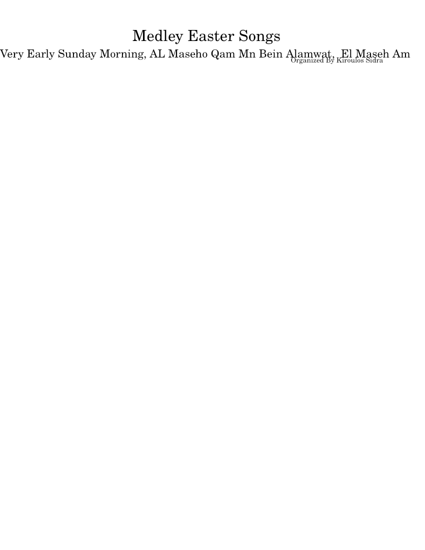 EASTER SONGS MEDLEY Sheet Music and Tab for Piano, Flute, Clarinet in b ...