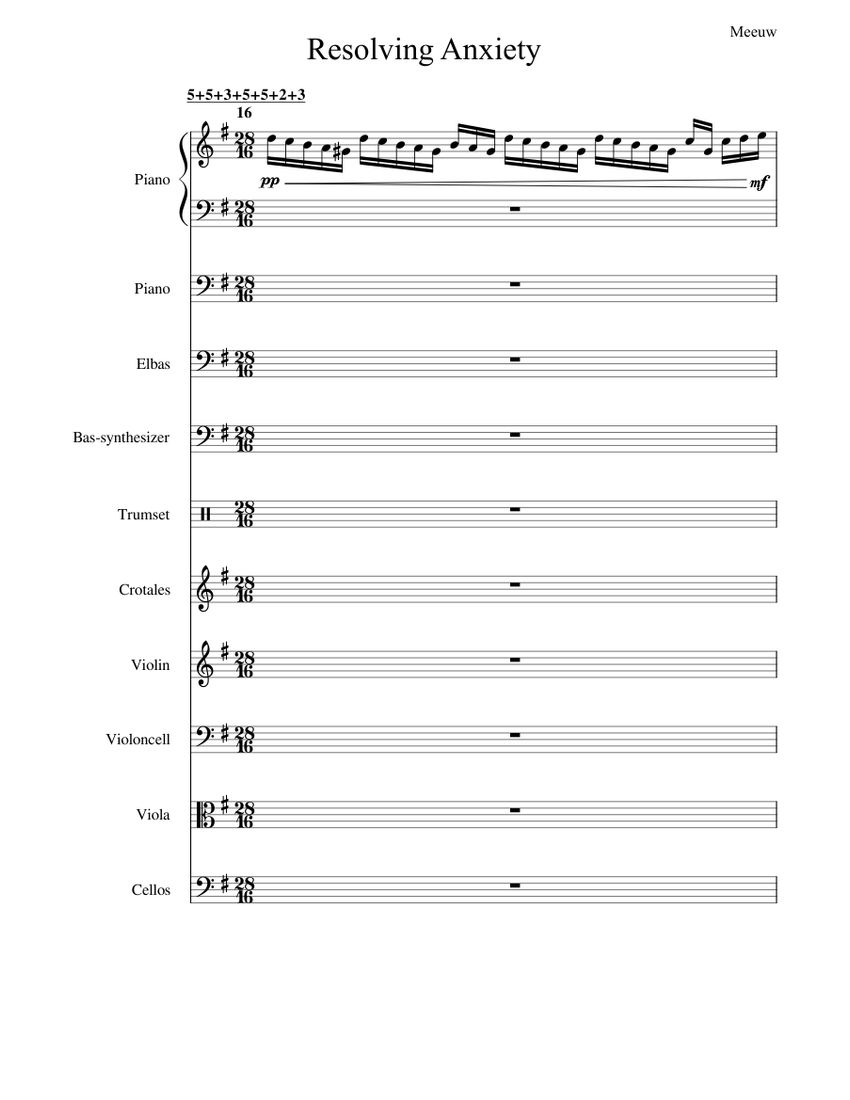 Resolving Anxiety Sheet music for Piano, Violin, Viola, Cello & more ...
