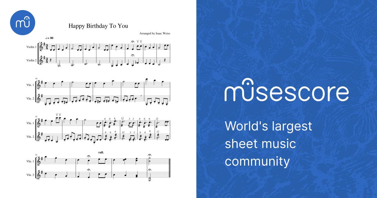 Happy Birthday Violin Duet Sheet music for Violin (Mixed Quartet ...