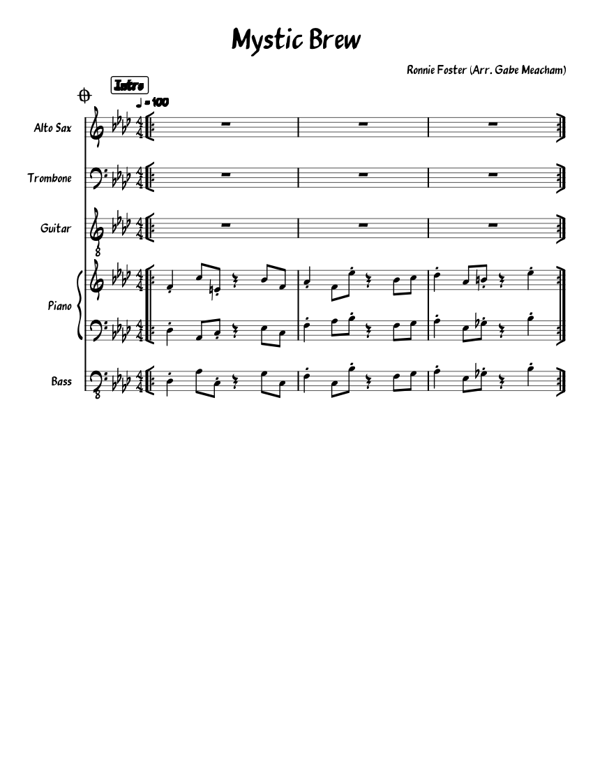 Mystic Brew Sheet Music with Chords for Piano, Trombone, Saxophone alto ...