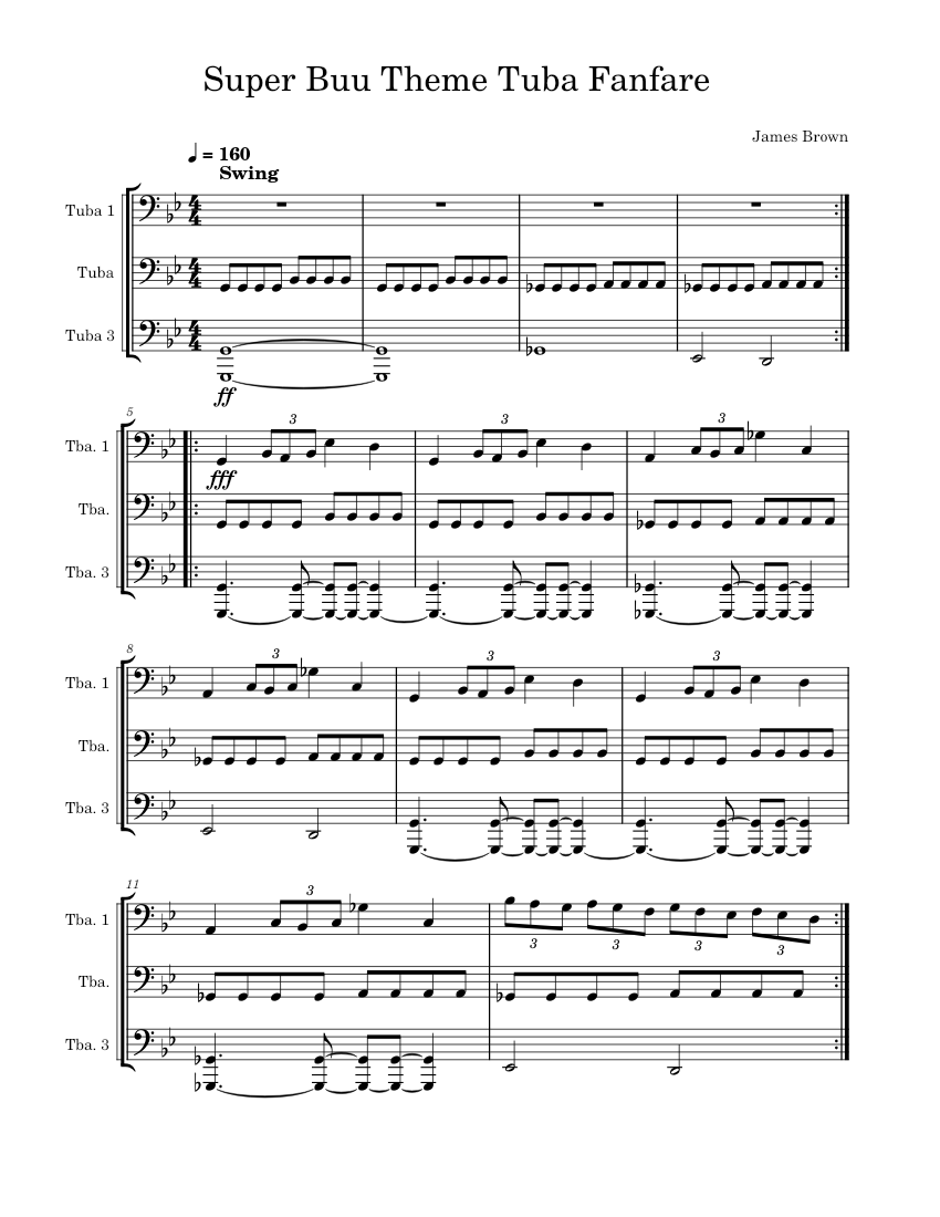 Super Buu Theme Tuba Fanfare Sheet Music for Tuba (Mixed Trio ...
