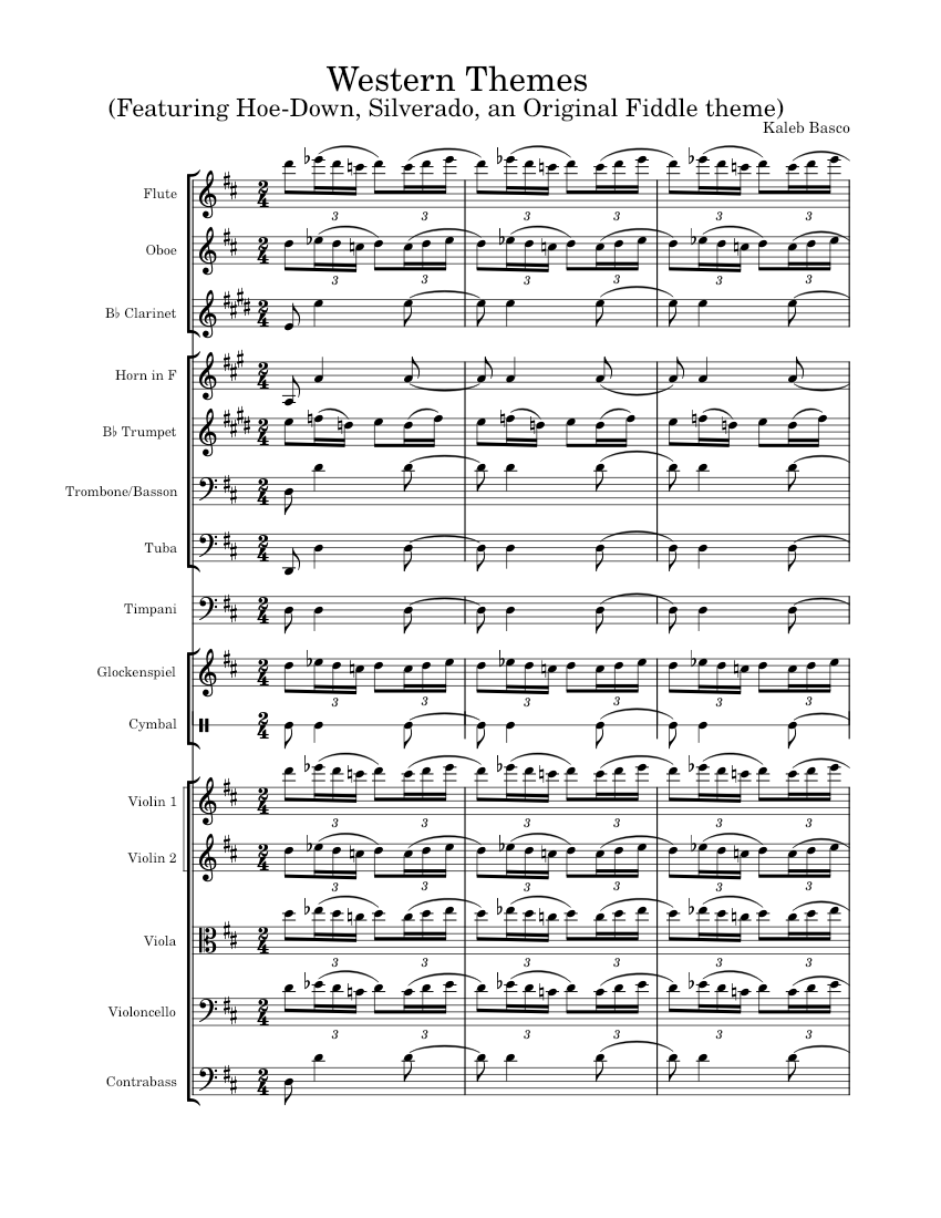 Western Themes Sheet Music for Trombone, Tuba, Flute, Oboe & more instruments (Symphony ...