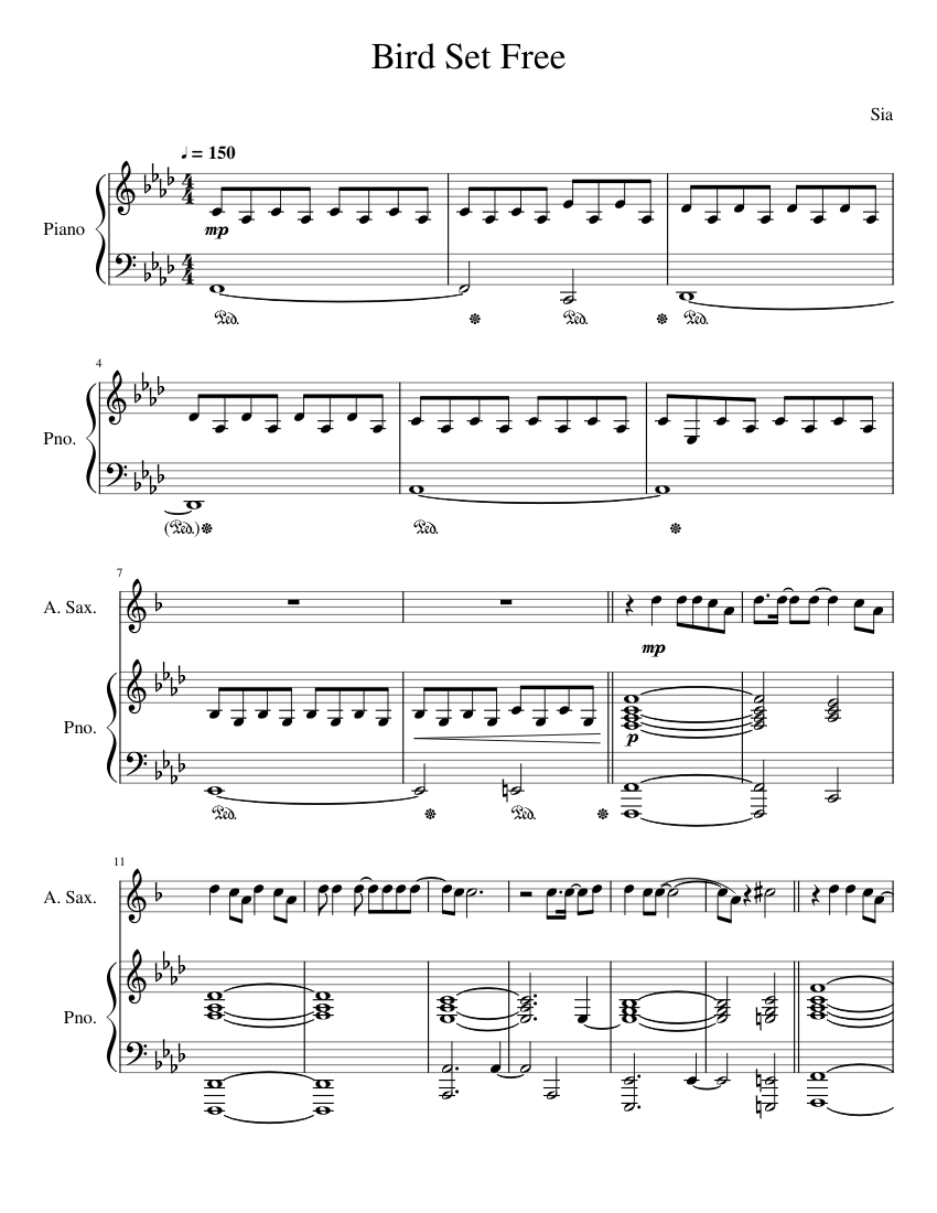 Bird Set Free Alto Sax Sheet music for Piano, Saxophone alto (Mixed ...