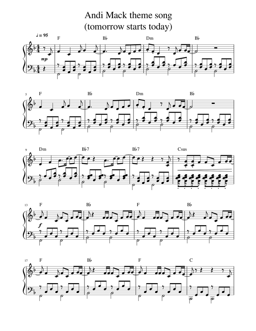 Andi Mack theme song Sheet music for Piano (Solo) | Musescore.com