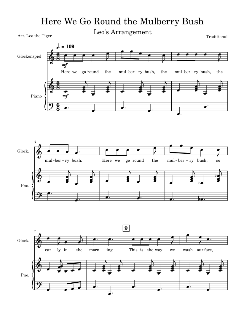 Here We Go ’Round the Mulberry Bush – Misc Traditional Sheet music for ...