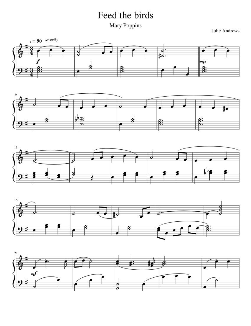 Feed_the_birds Sheet music for Piano (Solo) | Musescore.com