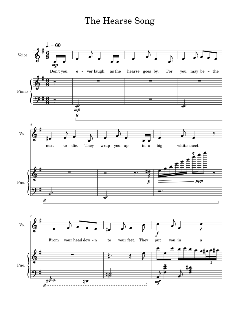 The Hearse Song – American Songbag Sheet Music for Piano, Vocals (Piano ...