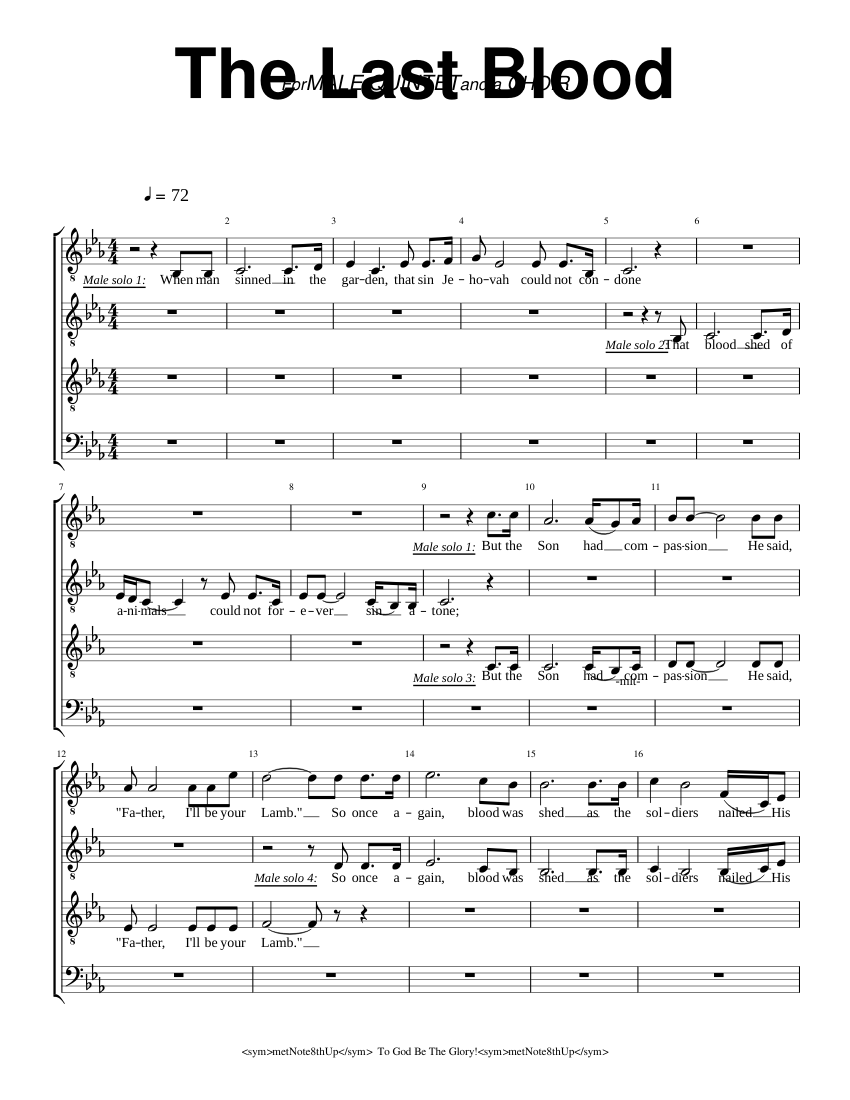 The Last Blood Sheet Music for Cello (Mixed Quartet) | MuseScore.com