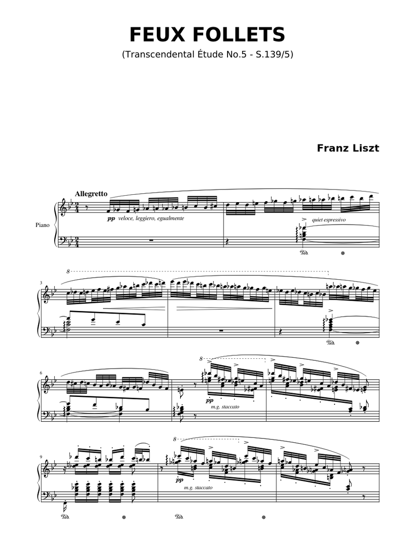 FEUX FOLLETS – Franz Liszt Sheet music for Piano (Solo) | Musescore.com