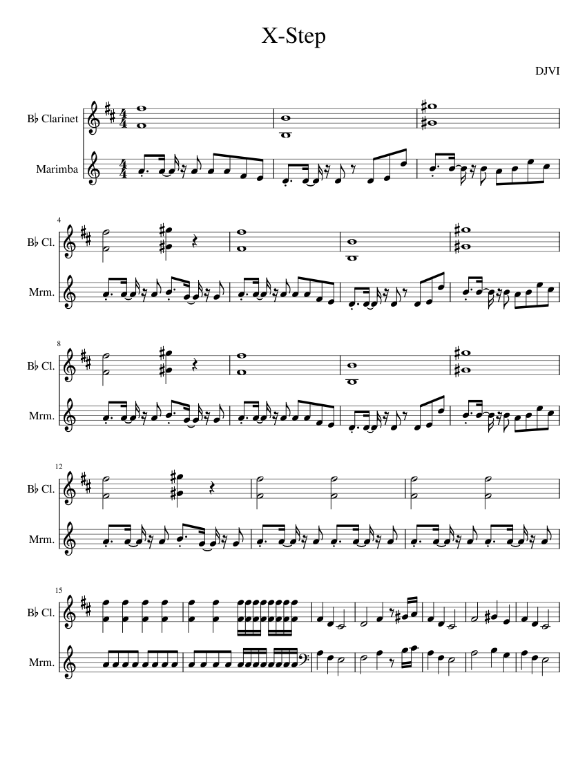 X-Step Sheet music for Clarinet in b-flat, Marimba (Woodwind Ensemble ...