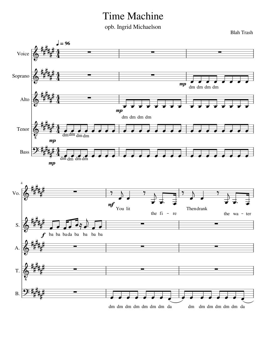 Time Machine (opb. Ingrid Michaelson) Sheet music for Soprano, Alto ...